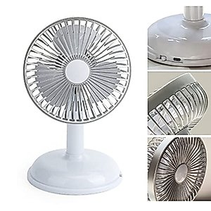 soobu Vintage Desk Fan, USB Charging Easy To Clean Pure Color Vintage Electric Fan Metal for Classroom for Workers (Light Blue)
