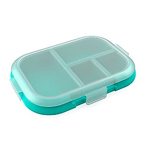 Bentgo® Kids Chill Tray with Transparent Cover - Reusable, BPA-Free, 4-Compartment Meal Prep Container with Built-In Portion Control for Healthy On-the-Go Lunches (Electric Aqua)