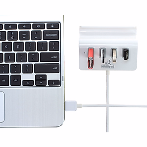 Artix M-325 USB 3.0 4-Port Portable Hub (NOT A Charger) with 2-Foot USB 3.0 Cable - 4-Port Hub with Stand (Silver)