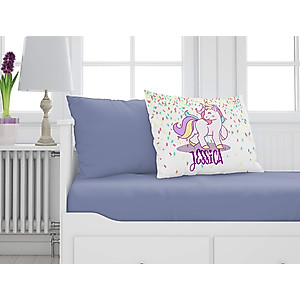 Personalize It (Confetti Unicorn, Standard) Pillowcase for Girls and Ladies Pink Rainbow Pride Birthday Gift Sleepover Party Friend Idea