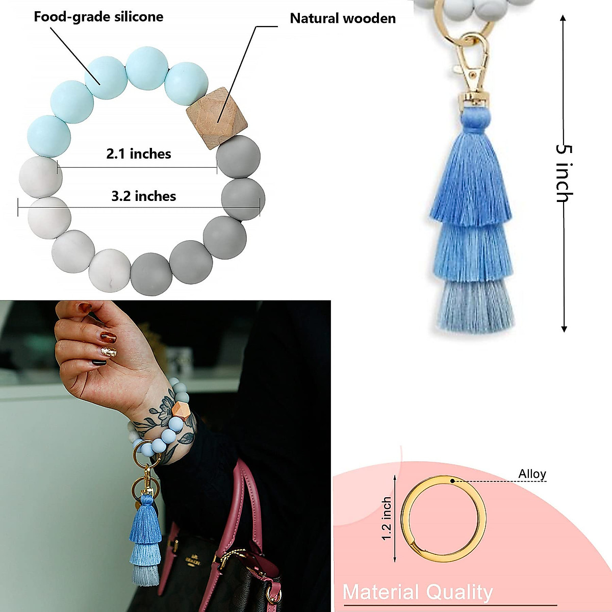 BATUMEYE Gift Set for Woman with Pom Pom Ball,Lip Balm Lanyard,Card Holder, Whistle,Travel Bottle Holder,BottleOpen(blue)