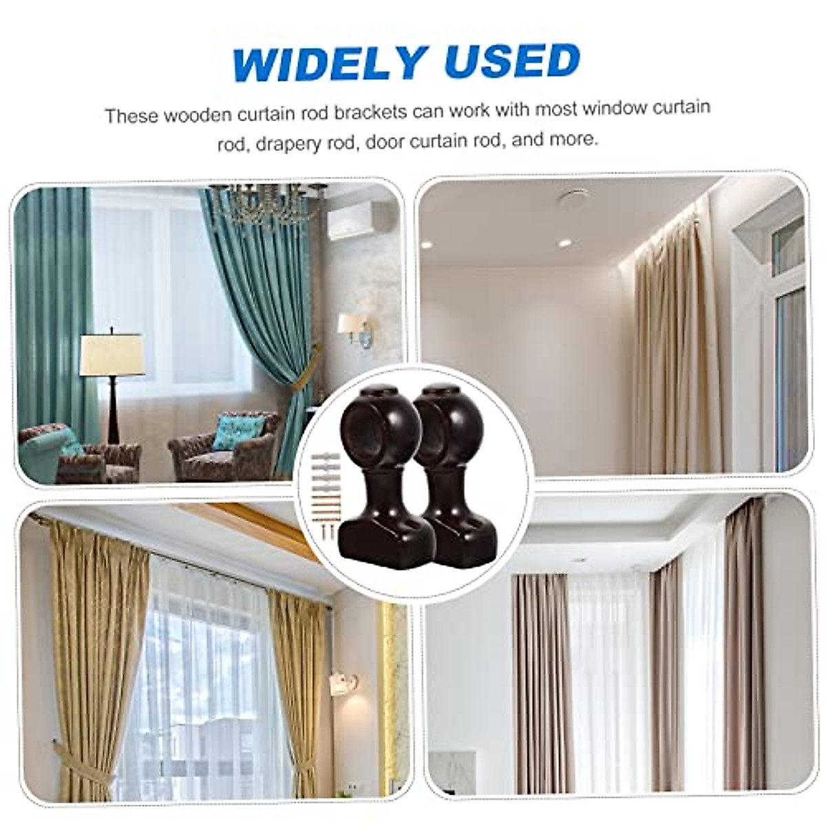 YARNOW 2pcs Curtain Rod Bracket Hanger Hooks Shower Curtain Hooks Curtain Rod Holders Curtain Rod Support Valance Support Holder Replacement Curtain Rod Holder Curtain Rod Hooks for Wall