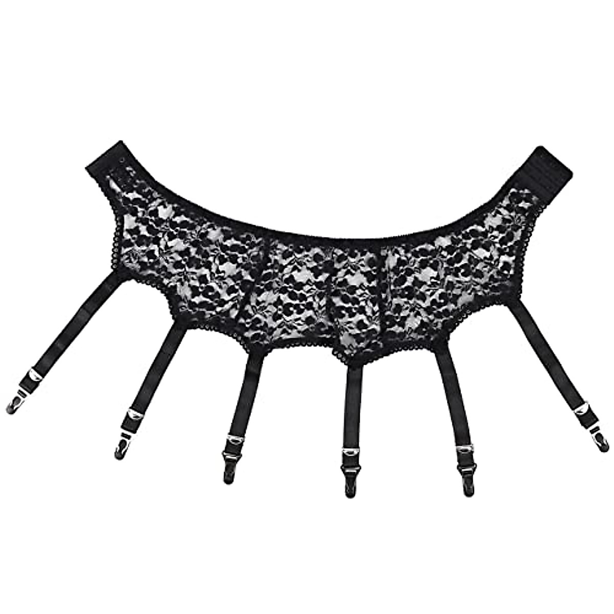 PERAMBRY Women's lace sexy garter belt stockings garter belt mesh suspenders (garter belt only sold)（Lace black m）