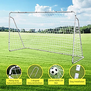 F2C Soccer Net 12 x 6 Soccer Goal for Backyard, Steel Frame for Kids, Adult Portable Shooting Training Aid with Carry Bag,Ground Stakes Waterproof