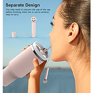 Aiscool 6Pcs Straw Covers Compatible with Stanley 30&40 Oz Tumbler with Handle Rose Quartz, 0.39in/10mm Straw Covers Cap, Soft Reusable Silicone Straw Protectors