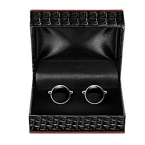 Elegant Cufflinks for Men, Jewelry Stainless Steel Classic Tuxedo Shirt Cuff Links with Gift Box for Men Unique Business Wedding- Black Toned