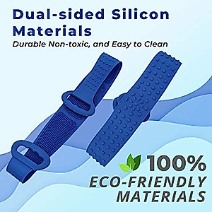 Silicone Bath Body Brush - Extra Long Shower Exfoliating Body Scrubber for Adults & Kids - Foot Scrub & Skin Invigoration -31.5in Long - Includes Free Travel Accessory (Blue)