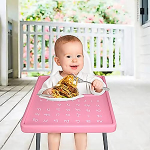 Placemat for Antilop Baby High Chair, Full Cover Silicone Mat for Babies High Chair Tray Accessories, Reusable Finger Food Place Mats for Infants Babies Girls Feeding, BPA Free Dishwasher Safe (Pink)