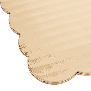 Gold Cake Board - Scalloped Edge Rectangle Quarter Sheet 14" x 10" Pack of 25