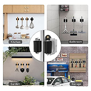 3-H Mop and Broom Holder Wall Mount, Broom Holder Wall Mount 10 Pack, Broom Holder for Garage Garden Shed Storage System Laundry Room Home Kitchen Organization up to 1.45 Inch(Black)