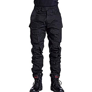 TRGPSG Mens Hiking Pants, Fleece Lined Snowboard Pants, Multi-Pocket Windproof Snow Ski Pants, Soft Shell Warm Winter Pants JRG3 Black 32