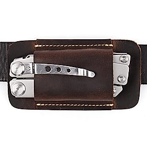 Topstache Knife Sheath, Handmade Knife Holster, Horizontal Carry Leather Sheath for Belt, EDC Pocket Organizer for Men,Size S,Black