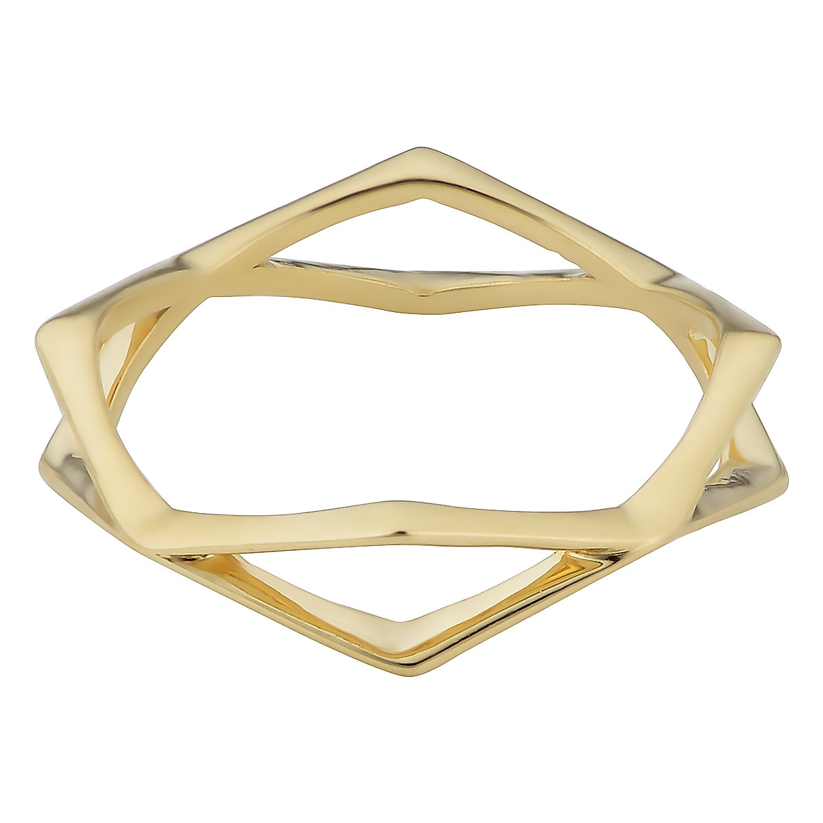 Kooljewelry 14k Yellow Gold Geometric Ring (size 8)