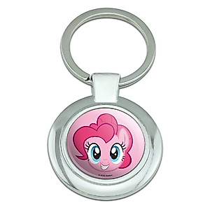 GRAPHICS & MORE My Little Pony Pinkie Pie Face Keychain Classy Round Chrome Plated Metal