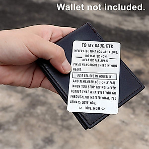 XYBAGS Gifts for Daughter from Mom, To My Daughter Engraved Wallet Card Inserts with Inspirational Quotes, Christmas, Birthday, Graduation, Gift Ideas