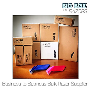 25 Box of Blue Razor Blades Disposable Stainless Steel Hospitality Quality Shavers High End Twin Blade Razors for Men and Women with Aloe Vera Lubrication Strip