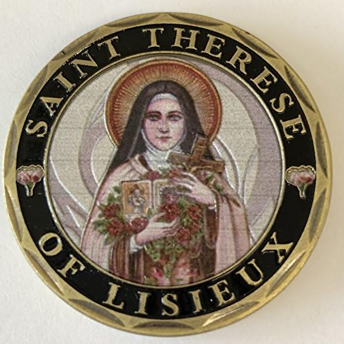 Aizics Mint St Therese of Lisieux Coin, Saint Therese The Little Flower Catholic Challenge Coin, Religious Coin Collectibles, Iron Plated 38mm x 2mm