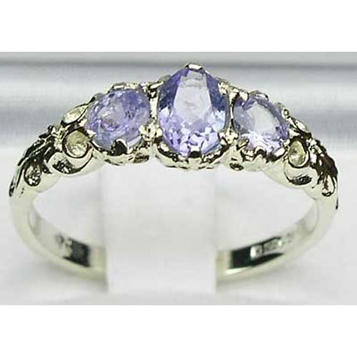 LetsBuyGold 925 Sterling Silver Real Genuine Tanzanite Womens Promise Ring - Size 9