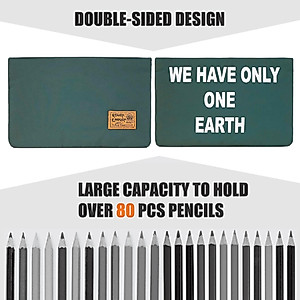 Rough Enough Large Pencil Case Pouch Storage Waterproof Bag with YKK Zipper for Preppy School Student Teen Art Supplies Green We Have Only One Earth Logo