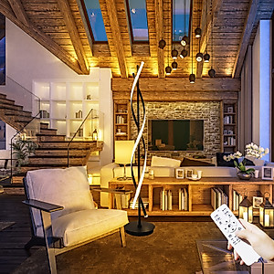 Vlaikez 61" Height 60W LED 3 Light Color Remote Dimming Floor lamp, Bright Floor Lamp for Living Rooms & Bedrooms & Office, 61" Tall Pole Lamp, Modern Dimmable Standing Lamp