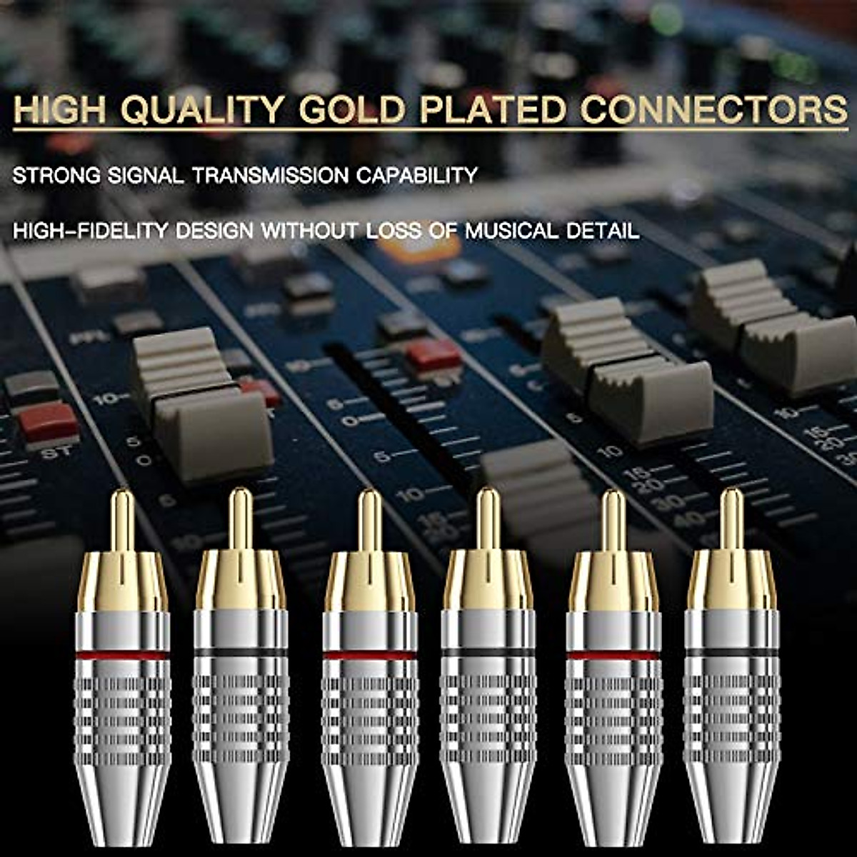 RCA Plug Connectors Coaxial Cable Audio Adapter Gold Plug Male No Solder Connector Solderless Video Cable kit TV CCTV(12-Pack)