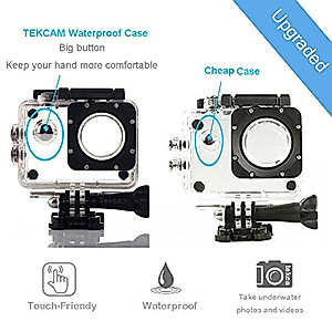 TEKCAM Action Camera Waterproof Case Underwater Protective Housing Case Compatible with AKASO EK7000/REMALI CaptureCam/Apexcam/Vemont/HLS/Jadfezy/AWOLFANG GA300 Action Camera