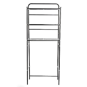Mind Reader Over The Toilet Storage Rack, Bathroom Organizer, Bathroom Shelves, Metal, 23.5" L x 10.25" W x 70.5" H, Black
