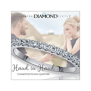 Central Diamond Center VOUS Matching Wedding Band in Solid Sterling Silver & Pure Brilliance Zirconia - Size 6