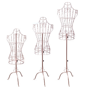 Female Rose Gold Metal Steel Wire Mannequin Dress Form for Sewing Display