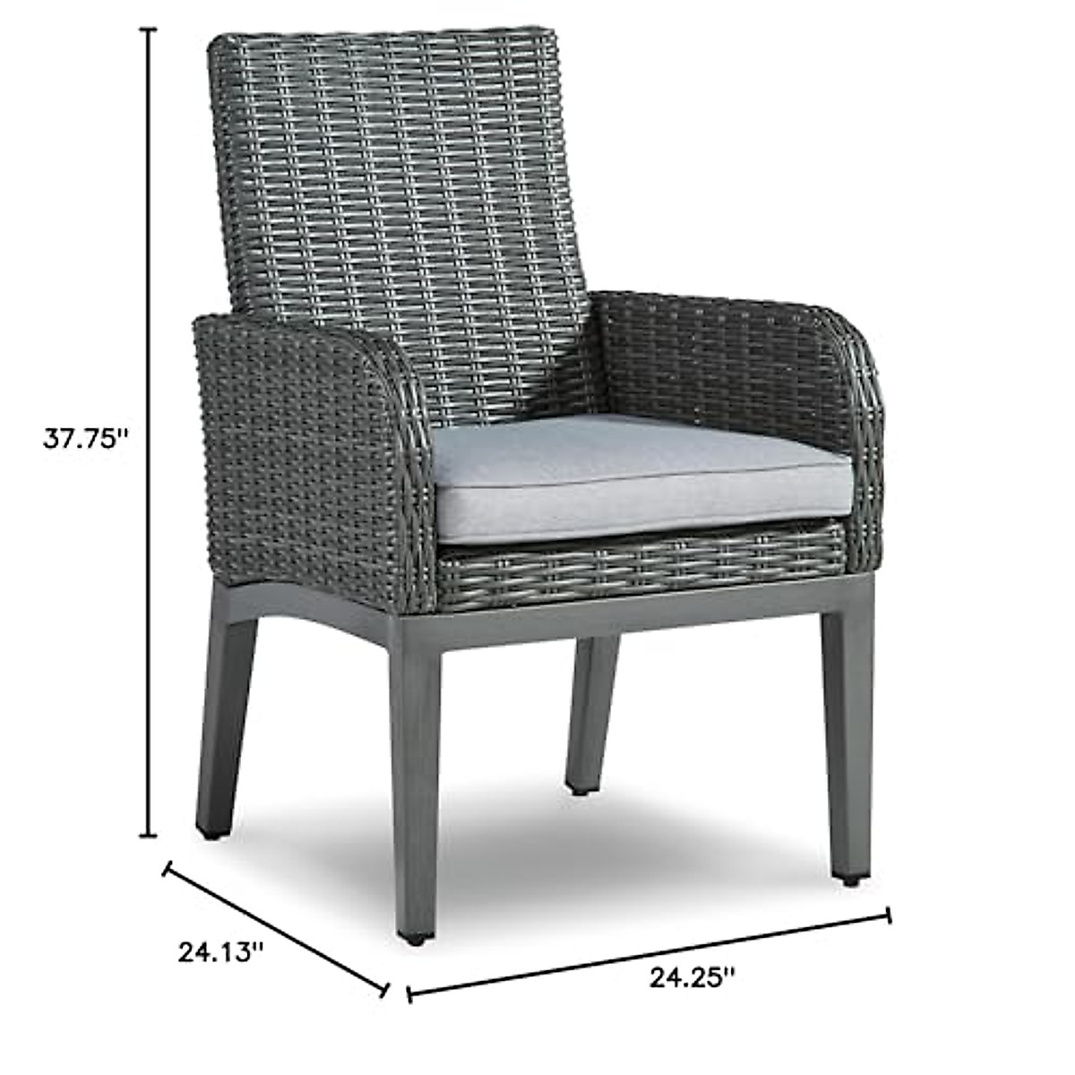 Signature Design by Ashley Elite Park Casual Outdoor Resin Wicker Arm Chair with Cushion, 2 Count, Gray