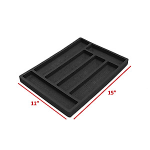 Polar Whale 2 Flatware Silverware Drawer Organizers Cutlery Forks Knives Spoons Non-Slip Waterproof Compact Tray Insert 11 x 15 x 1 Inch 6 Slot Great for Home Kitchen RVs Campers