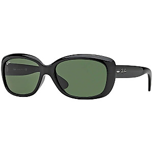 Ray-Ban Women's RB4101 Jackie Ohh Butterfly Sunglasses, Black/Dark Green, 58 mm