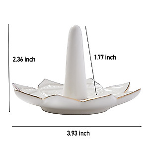 Ceramic Ring Holder for Jewelry,White Mandala Ring Dish Jewelry Dish Jewelry Holder,Room Decor,Engagement Wedding Birthday Gifts for Couples Women Girls