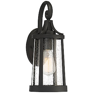Rover Rustic Farmhouse Industrial Outdoor Wall Light Fixture Black Metal 15 1/2" Clear Seedy Glass for Exterior House Porch Patio Outside Deck Garage Yard Front Door Garden Home - Franklin Iron Works