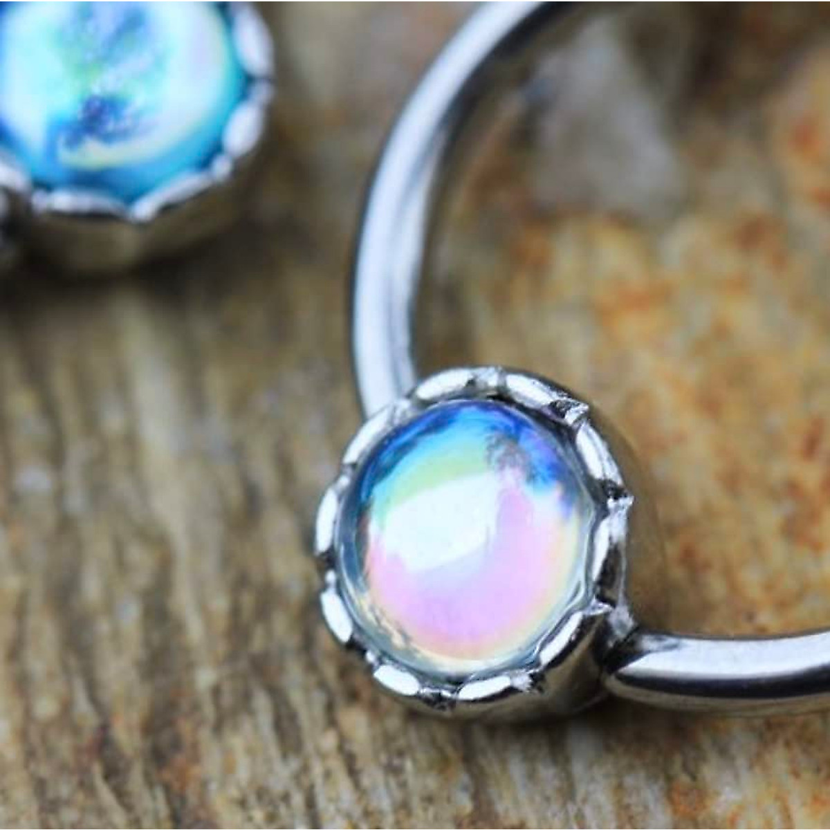 Amelia Fashion 14 Gauge Rainbow Rhinestone Captive Bead Ring 316L Surgical Steel (Choose Color) (14 Gauge Length 9/16" (14mm) Pink)