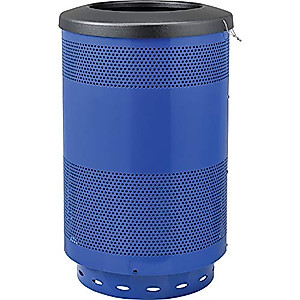 Global Industrial 55 Gallon Perforated Steel Receptacle with Flat Lid, Blue