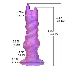 8inch Ovipositor Dildo with 5 Eggs Adult Sex Toy for Women, Couples, Realistic Dog Dildo, Knotted Dildo with Hollow Tunnel with 5 Balls, Luminous Dildo Glow in The Dark - Small Luminous Egg