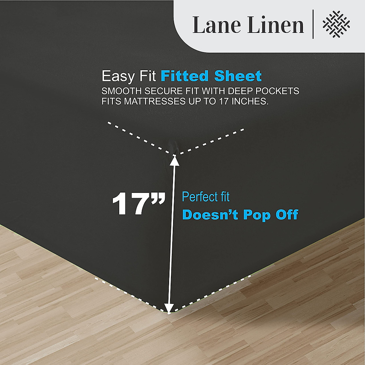 LANE LINEN 1000 TC 100% Egyptian Cotton Sheets Set Full Size Bed, Fully Elasticized Reinforced Seams Extra Deep Pocket Full Sheets Set (Never on Clearance), No Pill Fade Resistant Cooling - Black
