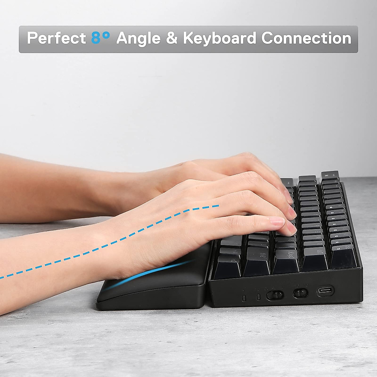 Redragon P035 Meteor S Computer Keyboard Wrist Rest Pad, Ergonomic Soft Memory Foam Wrist Support w/Anti-Slip Rubber Base, 60% 61 Keys Compact Size 11.38 x 2.87 in, 0.78 inch (20mm) Height, Black