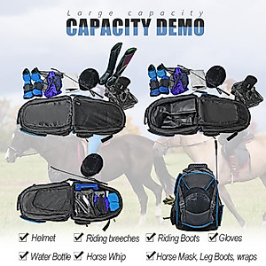 Large capacity equestrian horse riding gear horseback riding bag grooming tote bag equestrian backpack with helmet holder ringside equipment casual daypack backpacks