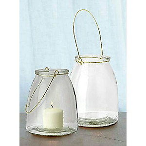 Serene Spaces Living Hanging Glass Jar for Wedding, Parties, Events, Patio, Use as Hanging Glass Lamp or for Flowers, Measures 6" Tall and 5" Diameter, Sold Individually