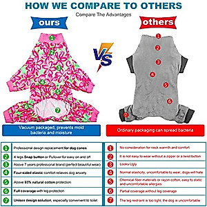 LovinPet Pitbull Pet Outfit, Post Surgery Recovery Pajamas for Dogs, Reflective Stripe, Full Coverage Dog Onesie, Breathable & Stretchy Fabric, Pink Daisy Print, Pajamas for Big Dogs,Pink/Green XXL