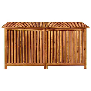 TIFITGO Asomie Patio Storage Box 59.1"x31.5"x29.5" Solid Acacia Wood Indoor stockage bin home chest house tank Outdoor Furniture Outdoor Storage Boxes US Stock Fast Shipment Gray