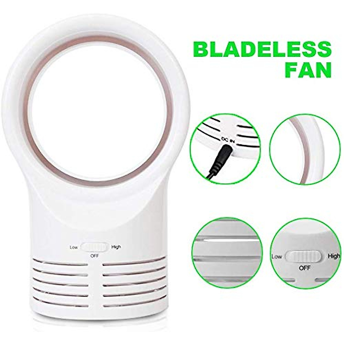 DAYSALER Bladeless Fan, Portable Personal Air Cooler Desktop Air Multiplier Table Cooling Fan, Safe Quiet Table Fan Portable Durable Lightweight for Home Bedroom Baby-Room Office Outdoor