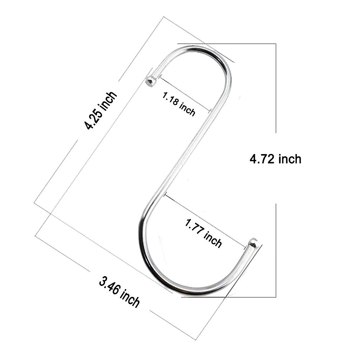 LOYMR 16 Pack 4.7 Inches Extra Large S Shape Hooks Heavy-Duty Metal Hanging Hooks Apply Kitchenware Bathroom Utensils Plants Towels Gardening Multiple uses Tools (Silver)