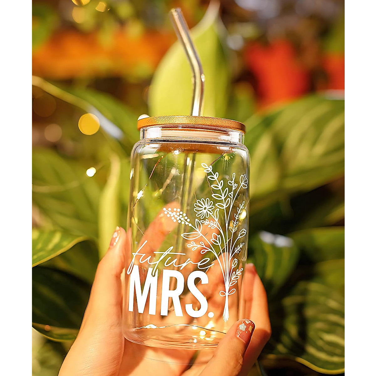 HEXMOZ Bride To Be Gifts - Engagement Gift, Fiance Gifts for Women - Engaged Gifts for Her, Couple - Future Mrs Gifts - Bridal Shower Gifts, Bride Gifts, Bachelorette Party Favors Decor - Glass Cup
