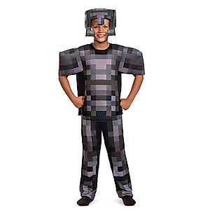 Disguise Minecraft Costume, Official Nether Armor Outfit for Kids Minecraft Costume, Deluxe Child Size Medium (7-8)