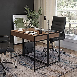 Flash Furniture NAN-JN-28102D-GG Rustic Wood Grain Finish Cumberland Collection Computer Desk, One Size