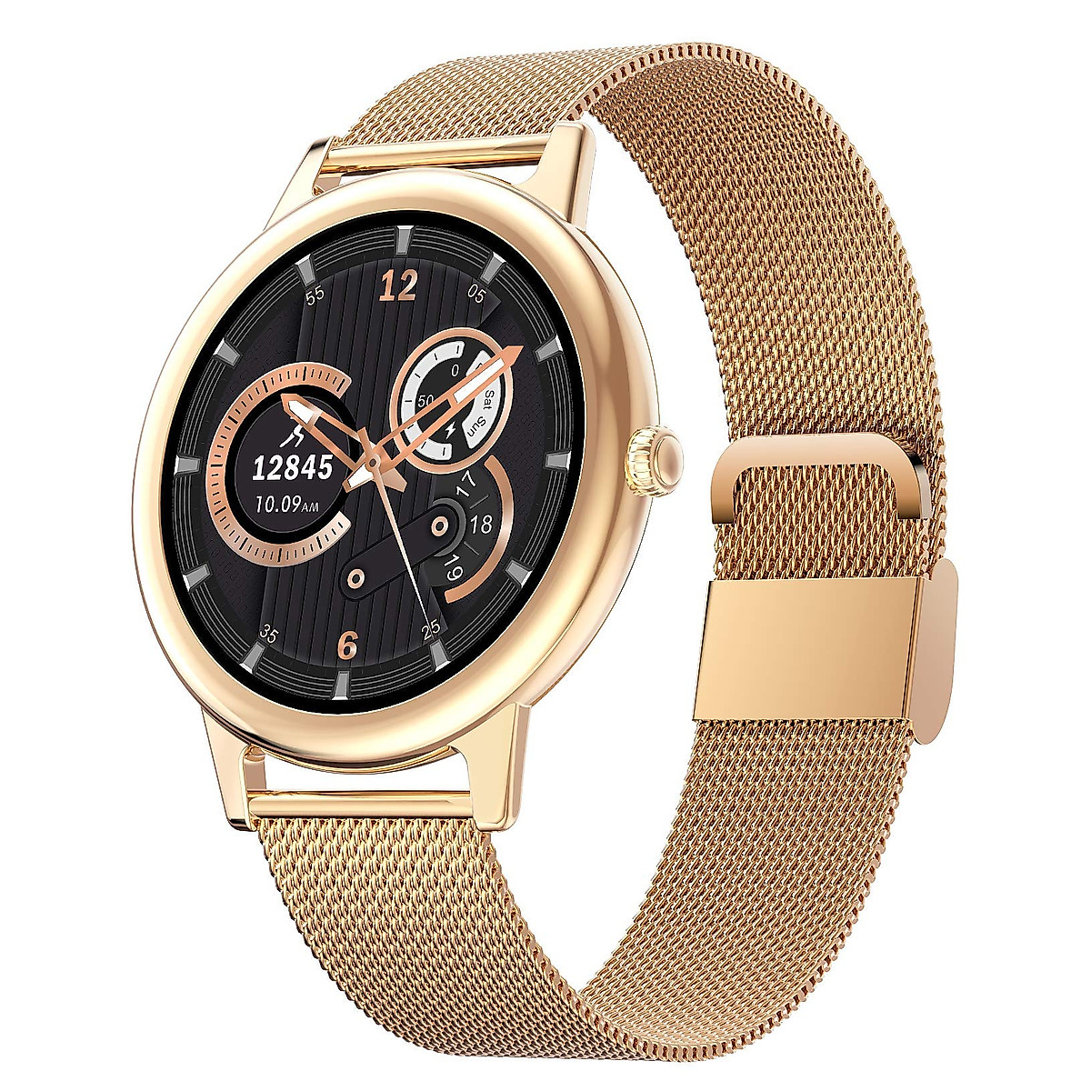 Smart Watch for Women, Fitness Activity Tracker Watch with Heart Rate, Sleep Monitor, Blood Pressure Monitor, Menstrual Period, Full Touch Screen Women Thin Stainless Steel Mesh Bracelet Strap