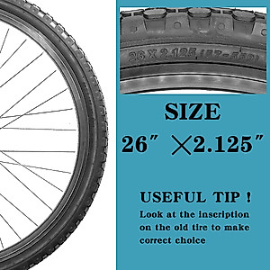 2 Pack Beach Cruiser Bike Tire 26" x 2.125" Folding Bicycle Replacement Tires-Black/White Side Wall… (Pair Black Wall)…